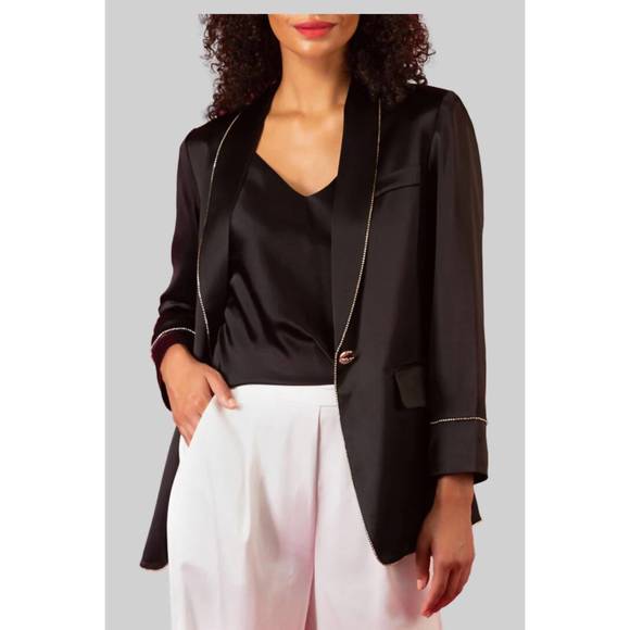 JESSIE LIU | Jackets & Coats | New Jessie Liu Sateen Blazer In Black ...